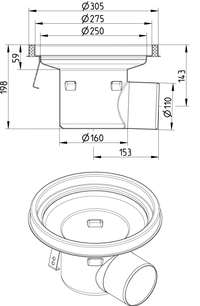 HYGIENICPRO IND DRAIN, LOW - (756.513.110 S)