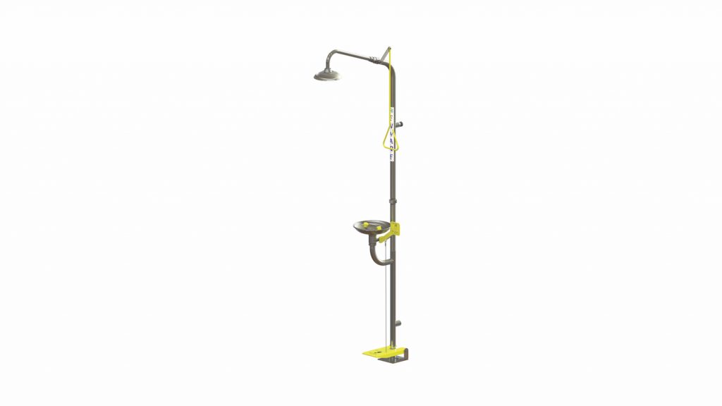 COMBINATION EMERGENCY SHOWERS AND EYE WASH HAND/FOOT OPERATED - (ECE090)