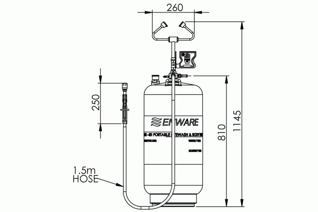 ENWARE 45 LITRE PORTABLE EYEWASH SYSTEM - AIR PRESSURISED S/S TANK ...