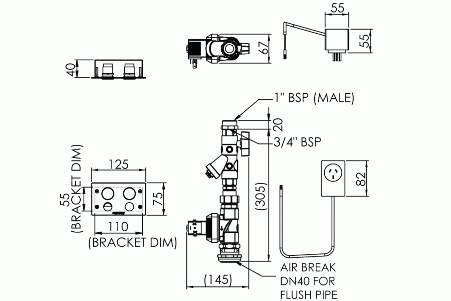 WC FLUSHING SYSTEM WITH TOUCH ACTIVATION - DUAL FLUSH REAR ACCESS ...
