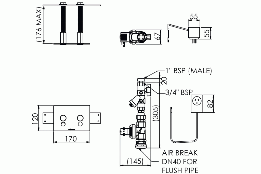 WC DUAL FLUSH DUCT WITH EXTENDED TAIL - (EMF412)