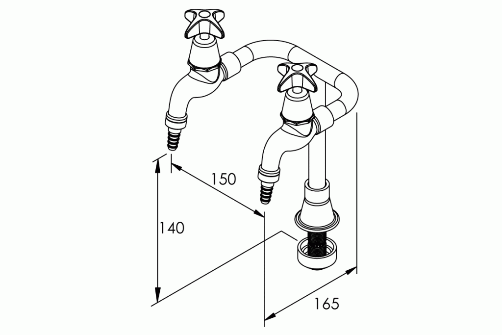 ENWARE TYPE 6 2 WAY LABORATORY TAP STANDARD SCHOOL PATTERN JUMPER VALVE ...