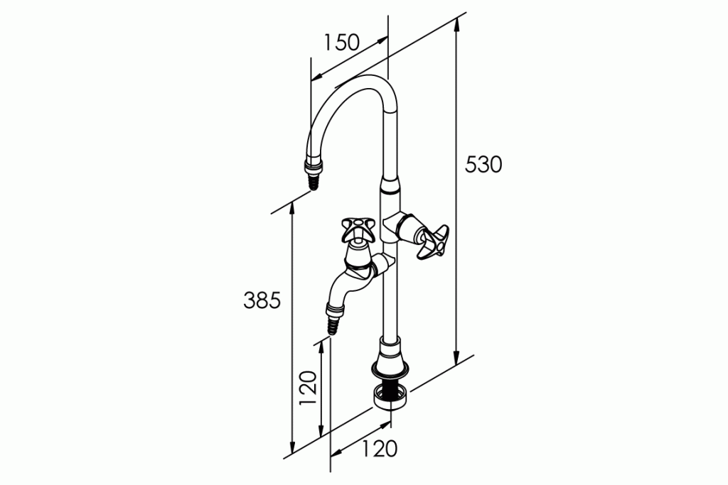 ENWARE TYPE 8 2 WAY LABORATORY TAP SWIVEL OUTLET SCHOOL PATTERN JUMPER ...