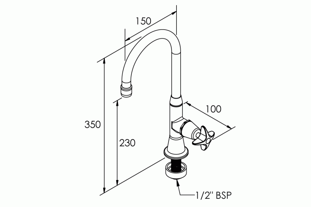 ENWARE TYPE 16A LABORATORY STOP TAP SWIVEL OUTLET AERATED CS SERIES 1/4 ...
