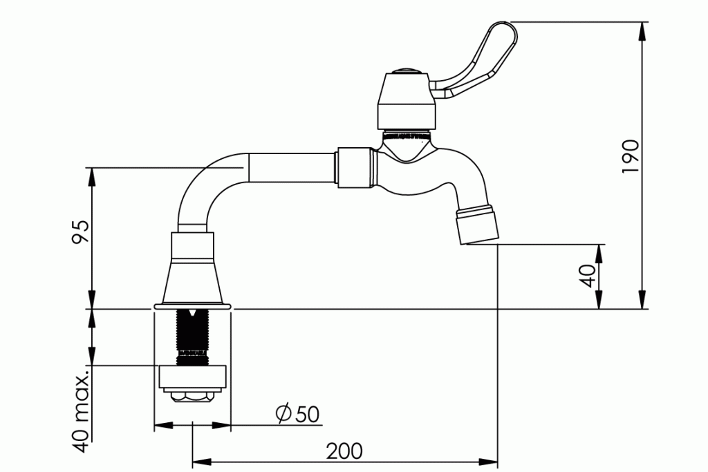 ENWARE TYPE 26-7 LAB BIB TAP WITH LEVER - 8LPM SCHOOL PATTERN JUMPER ...