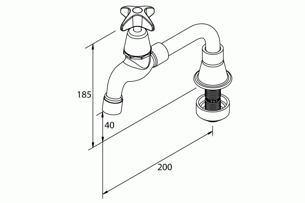 ENWARE TYPE 26 BENCH LAB BIB TAP WITH ANTI-VANDAL AERATOR SCHOOL ...