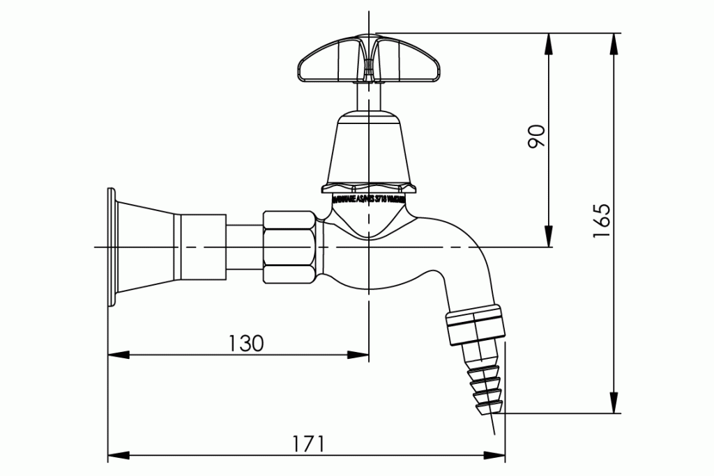 ENWARE TYPE 26 WALL MOUNTED LABORATORY BIB TAP SCHOOL PATTERN 1/4 TURN ...