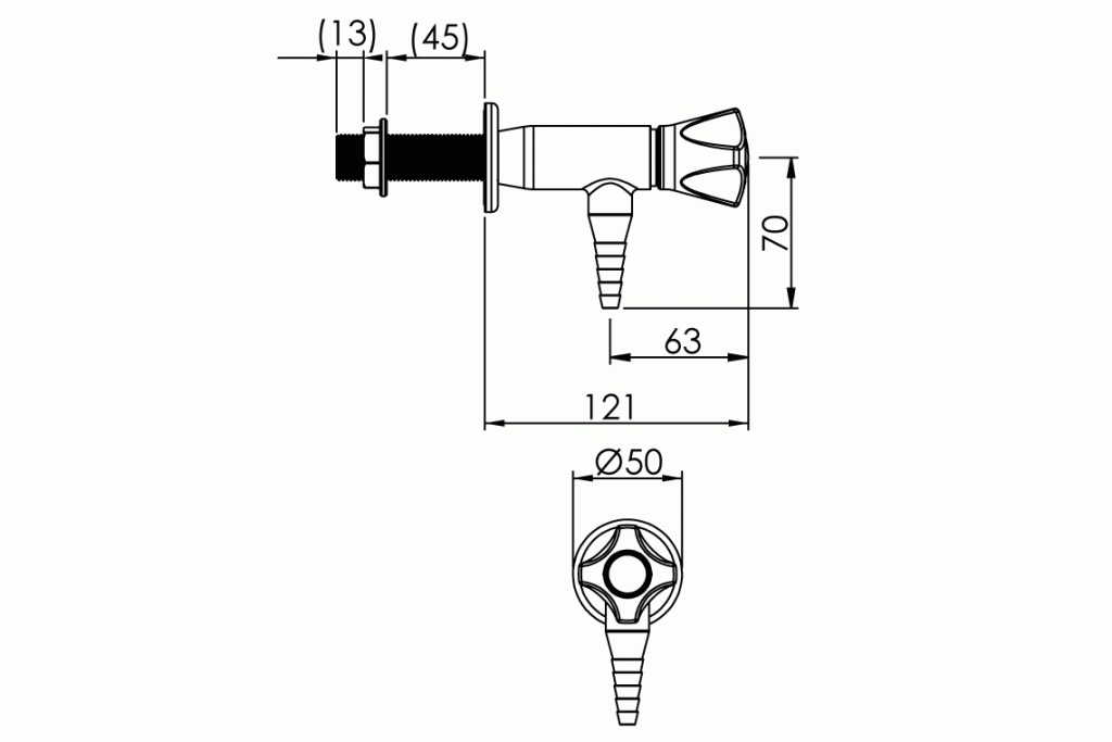 ENWARE COMLAB RIGHT ANGLE WALL MOUNTED LABORATORY TAP PUSH TO TURN ...