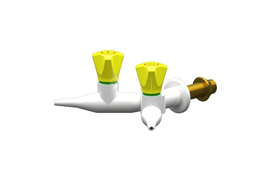 ENWARE COMLAB TWO WAY 90 DEGREE WALL MOUNTED LABORATORY TAP PUSH TO ...