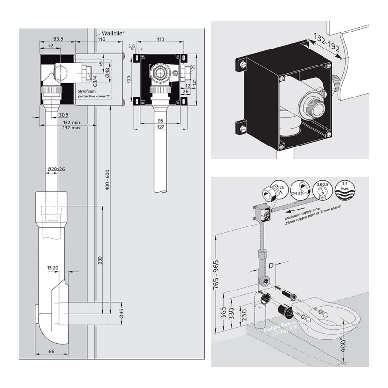 SCHELL CONCEALED WC FLUSH VALVE BODY COMPACT II - LOW PRESSURE - (01 ...